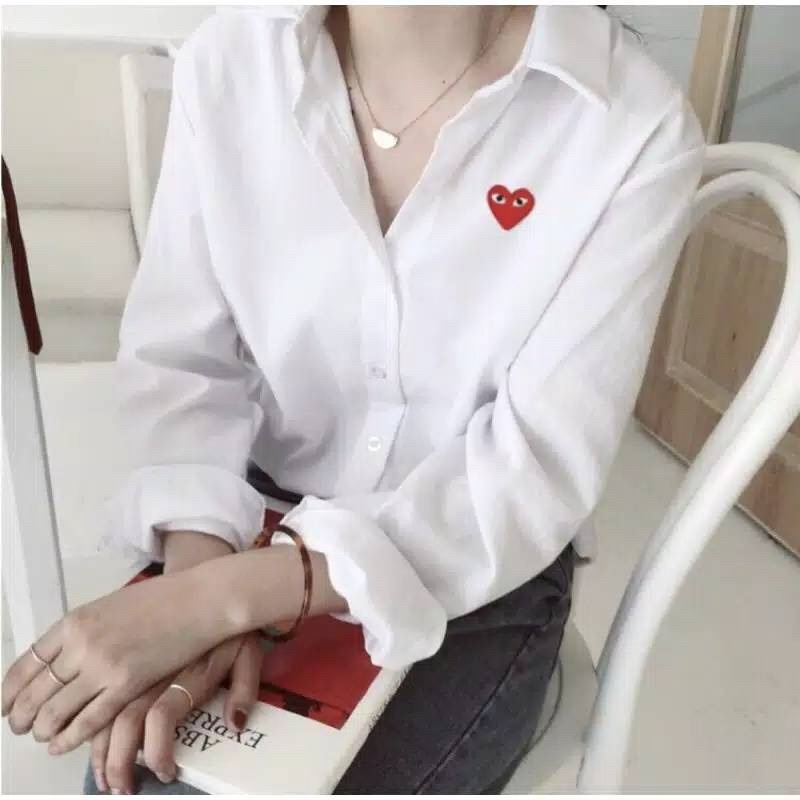 Jual kemeja CDG LD 110/ kemeja CDG polos / kemeja putih | Shopee Indonesia