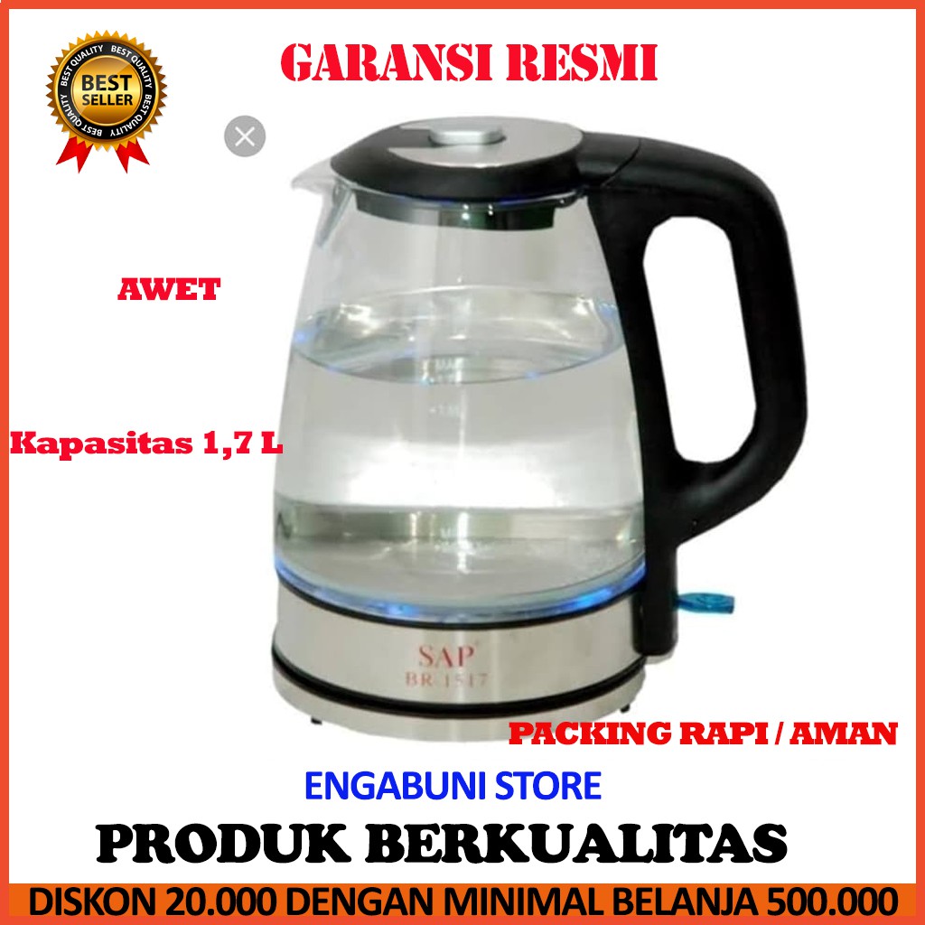Jual Ketel Elektrik SAP Kettle Listrik Transparan - Hitam Z0C2 ...