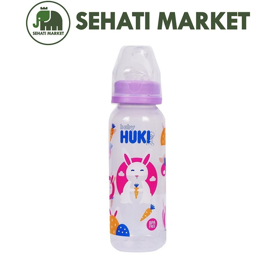 Jual Huki Baby Botol Susu 240ml Dot Nipple Silicone Reguler (GEPENG ...