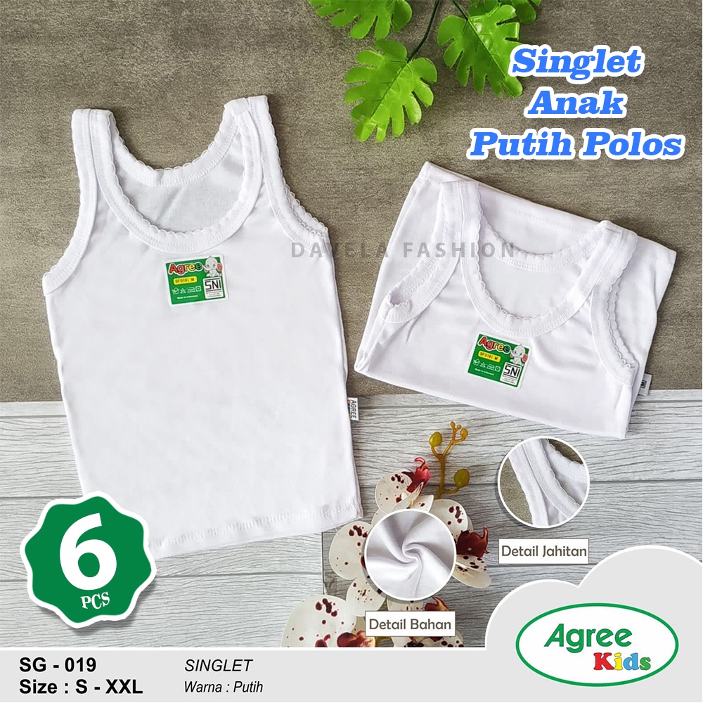 Jual 6 Pcs Singlet Agree 019 Singlet Anak Putih Polos | Kaos Dalam Anak ...