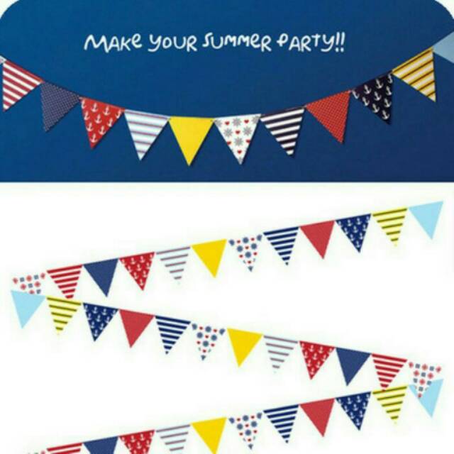 Jual Bunting Banner Pesta Motif Marine/ Bendera pesta warna warni ...