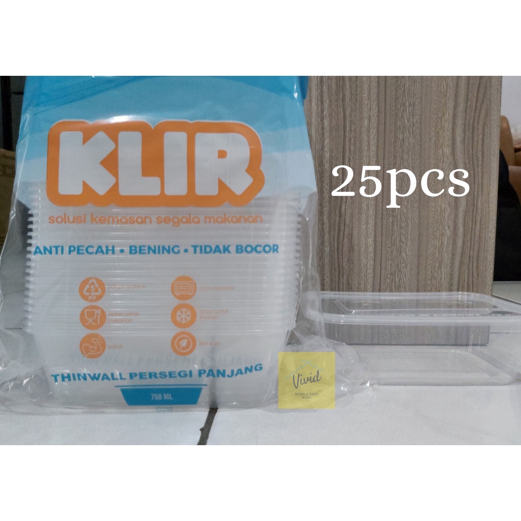 Jual Thinwall Kotak Persegi Panjang Klir 750 Ml Kotak Makan Anti