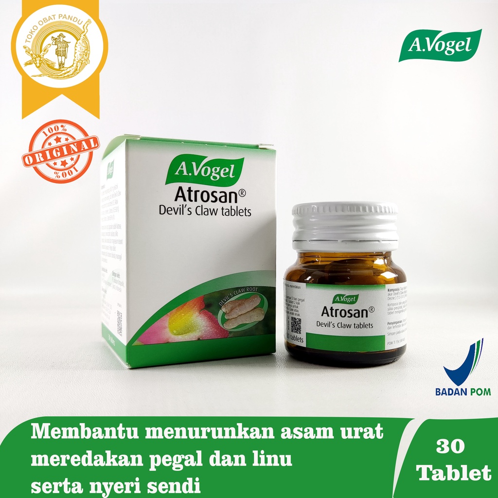 Jual AVOGEL ATROSAN DEVIL'S CLAW TABLETS / OBAT ASAM URAT / NYERI SENDI ...