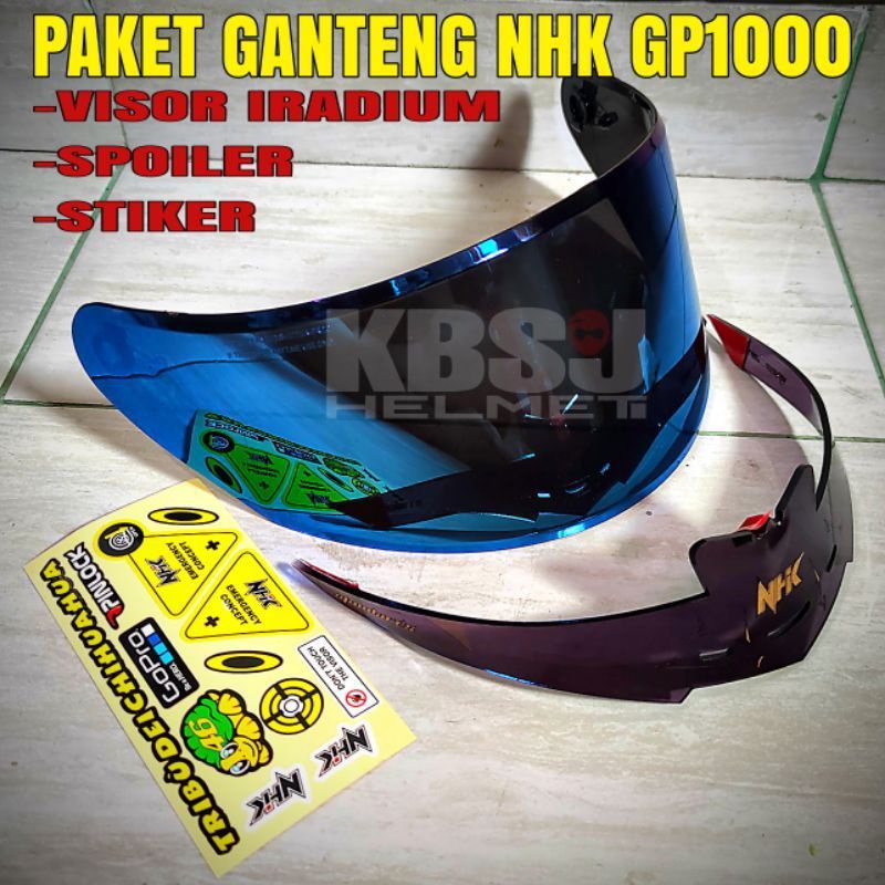 Jual paket flat visor nhk gp 1000 iridium+spoiler top/post gp 1000 ...