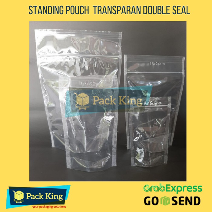 Jual PP Standing Pouch Transparan Double Seal 20x29cm (50pcs) | Shopee ...