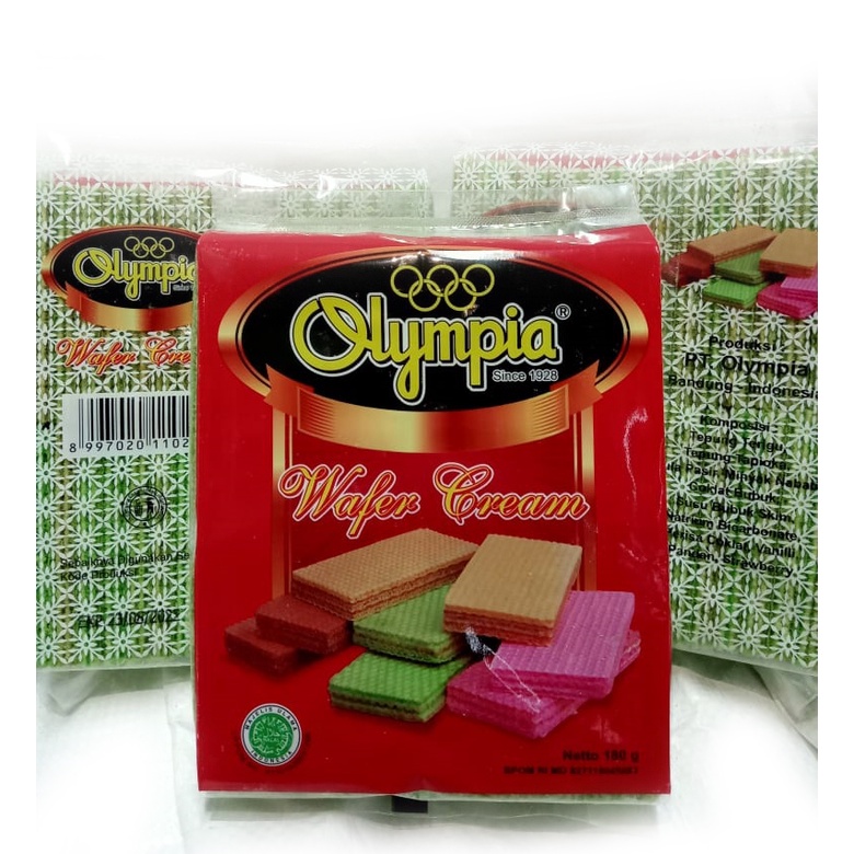 Jual Wafer Olympia 3 lapis kemasan jadul rasa pandan 200 gr | Shopee ...