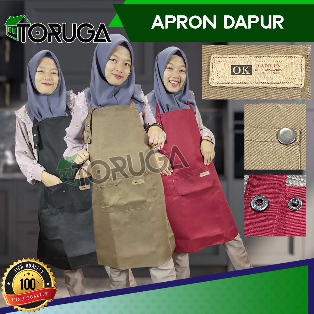 Jual Celemek Dapur Apron Masak Chef Barista Pocket Kantong Anti Air ...