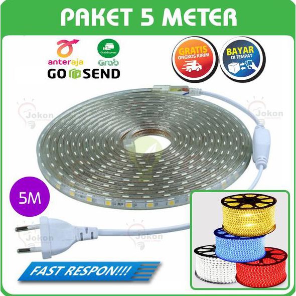 Jual Led Strip 220V 5M - Lampu Plafon - Kolong Meja - Lampu Selang ...
