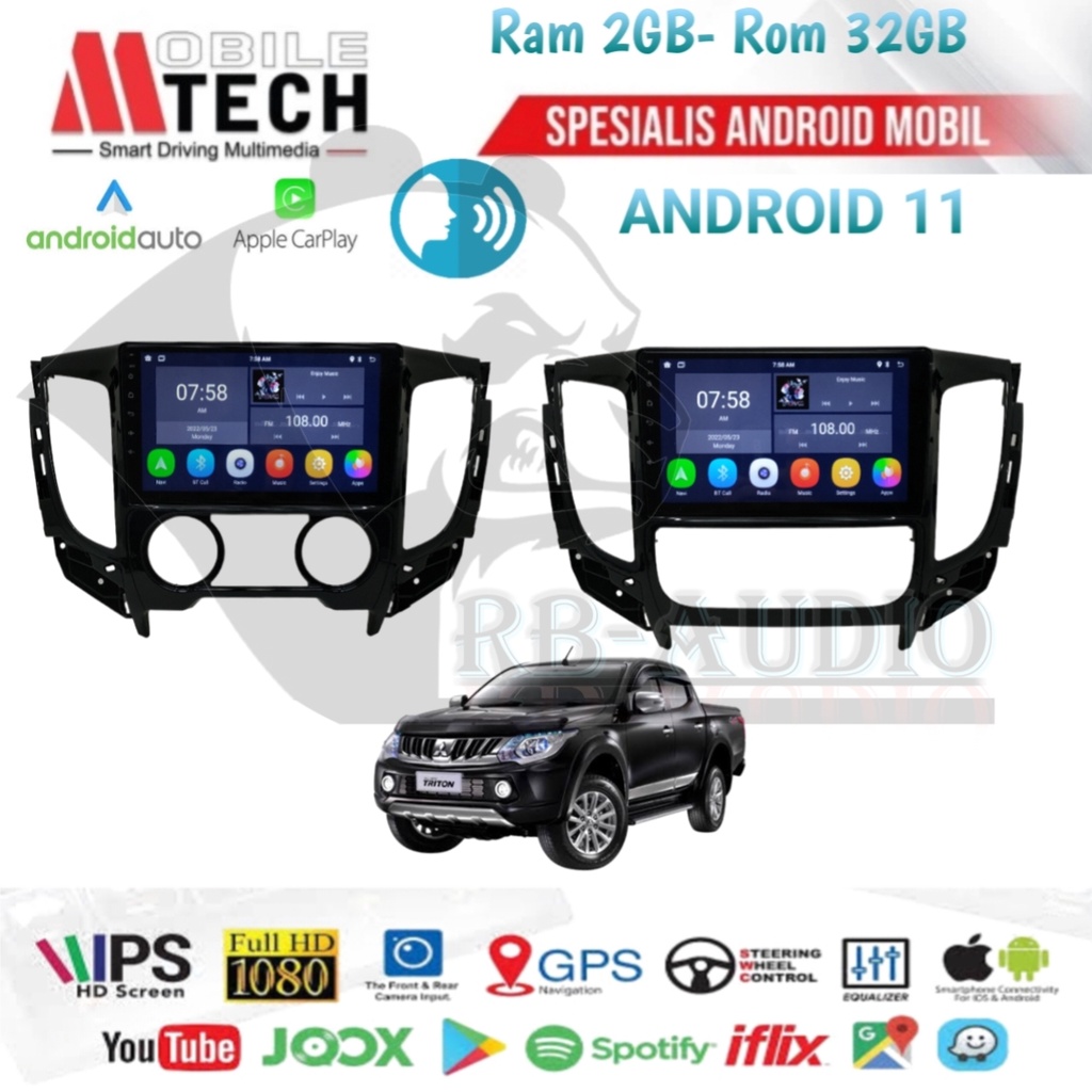 Jual Head Unit Android Mtech Carplay Strada Triton 2015-2019 9 inch pnp ...