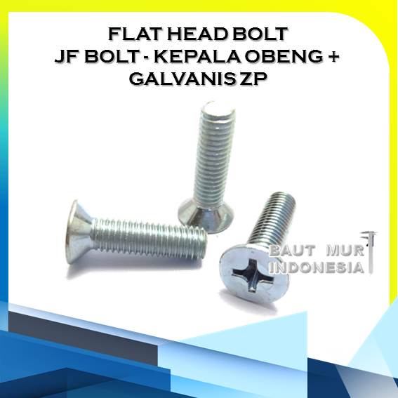 Jual FLAT HEAD BOLT JF+ BOLT ZINC GALVANIS PUTIH M5X30MM ISI 20PCS ...