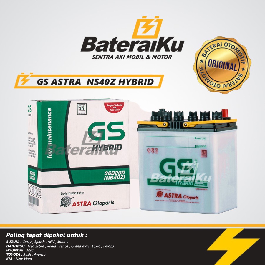 Jual Aki Mobil GS Astra NS40Z Aki Hybrid Aki Basah Untuk Avanza, APV, Xenia, Terios, Grand Max ...