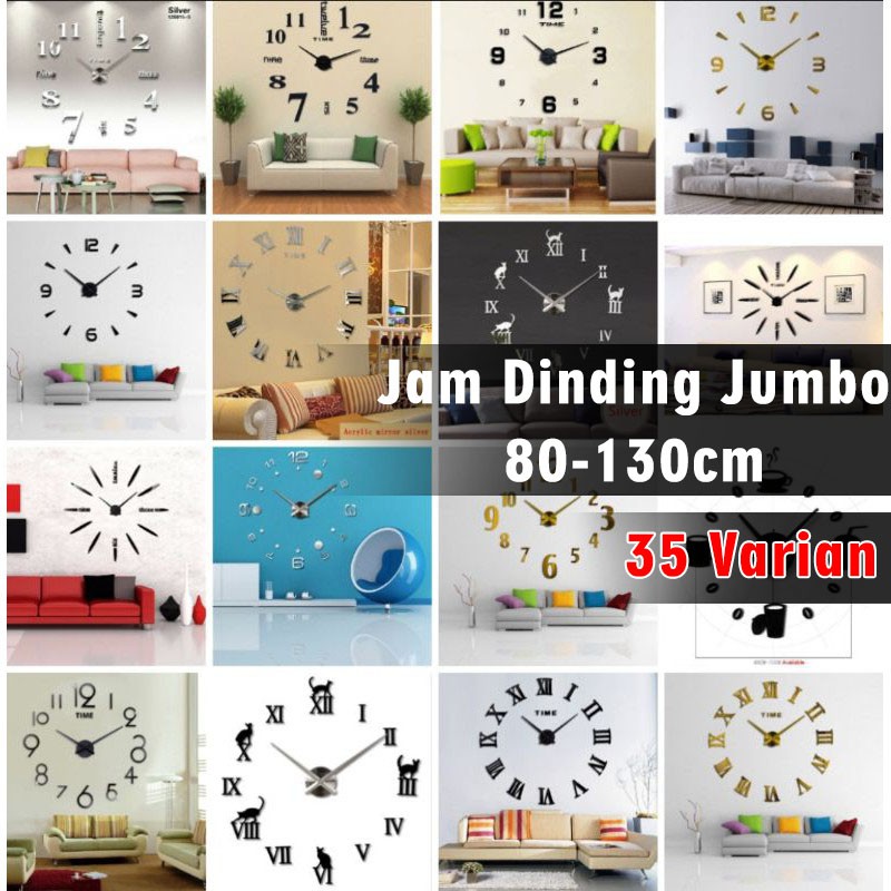 Jual Jam Dinding Besar Unik Aesthetic Ukuran Jumbo DIY Murah Ukuran 80 ...