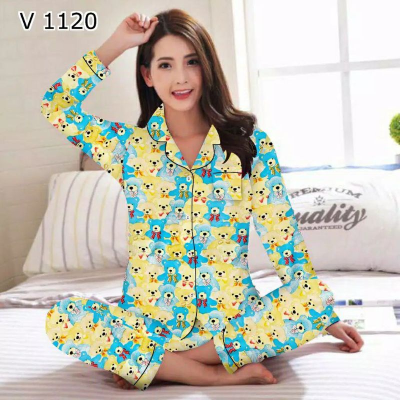 Jual Piyama Couple Bunda dan Anak Beruang Biru/Ungu | Shopee Indonesia