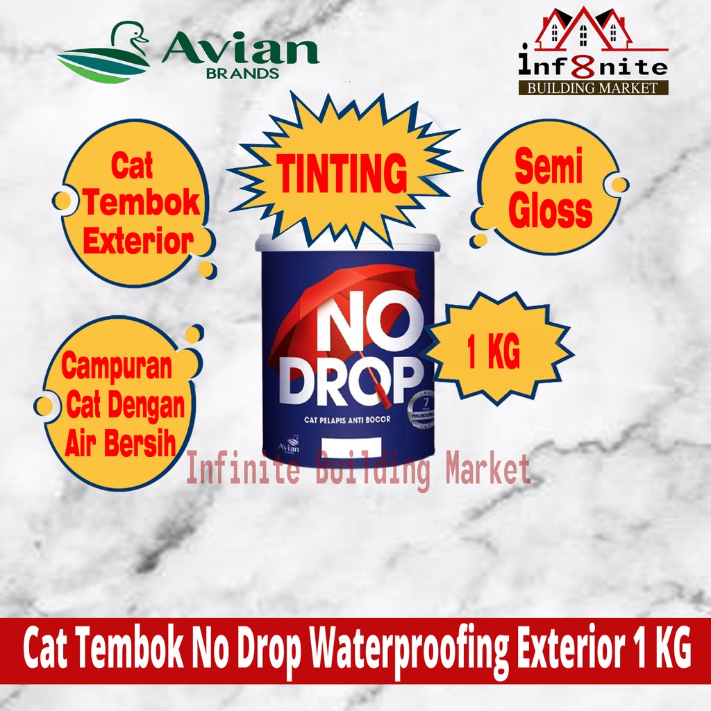 Jual Cat Tembok No Drop Waterproofing Exterior Cat Nodrop Tinting 1 KG | Shopee Indonesia