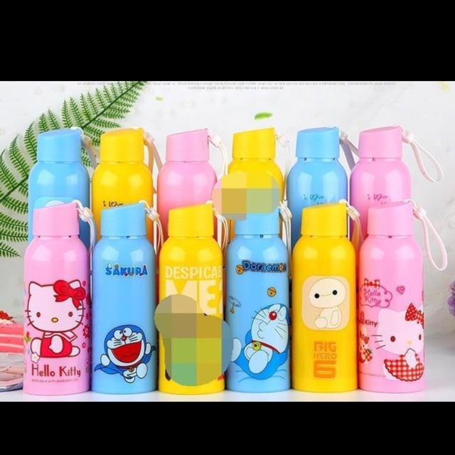Jual Botol kaca cartoon/ Botol kartun/ tempat minum karakter 300 ML ...