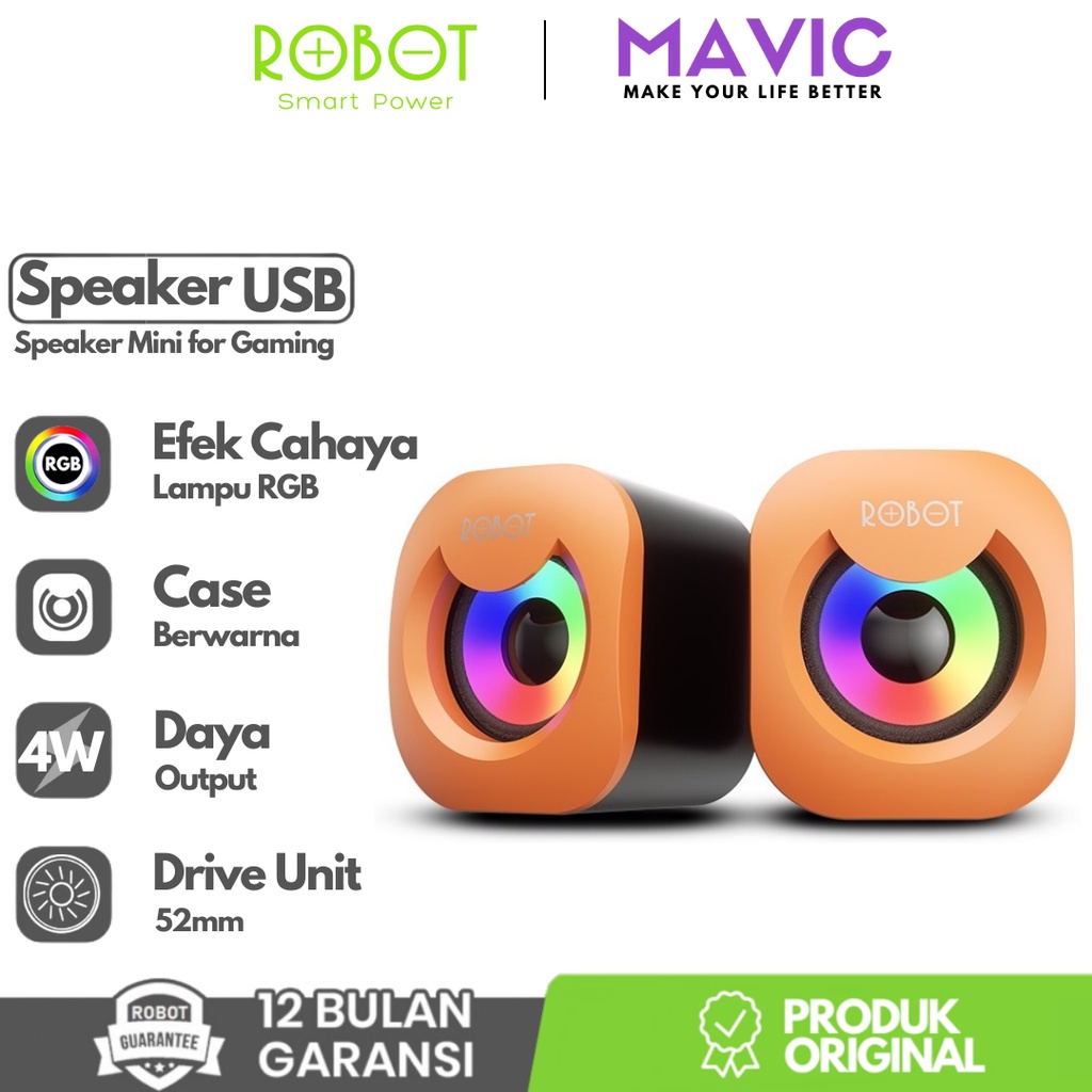 Jual ROBOT RS180 USB Multimedia Dekstop Speaker Stereo RGB Color ...