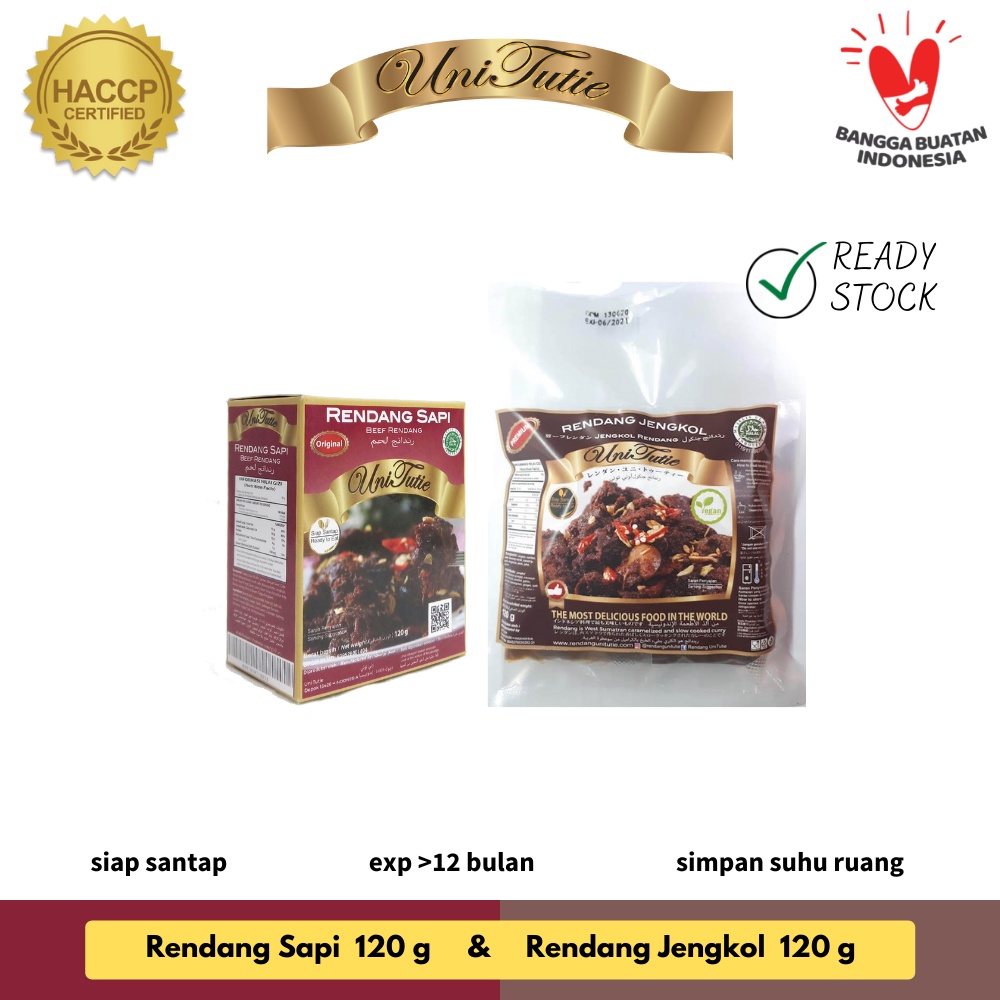 Jual UniTutie Paket Daging Rendang Sapi 120g + Rendang Jengkol 120g Lauk Pauk Siap Saji | Shopee ...