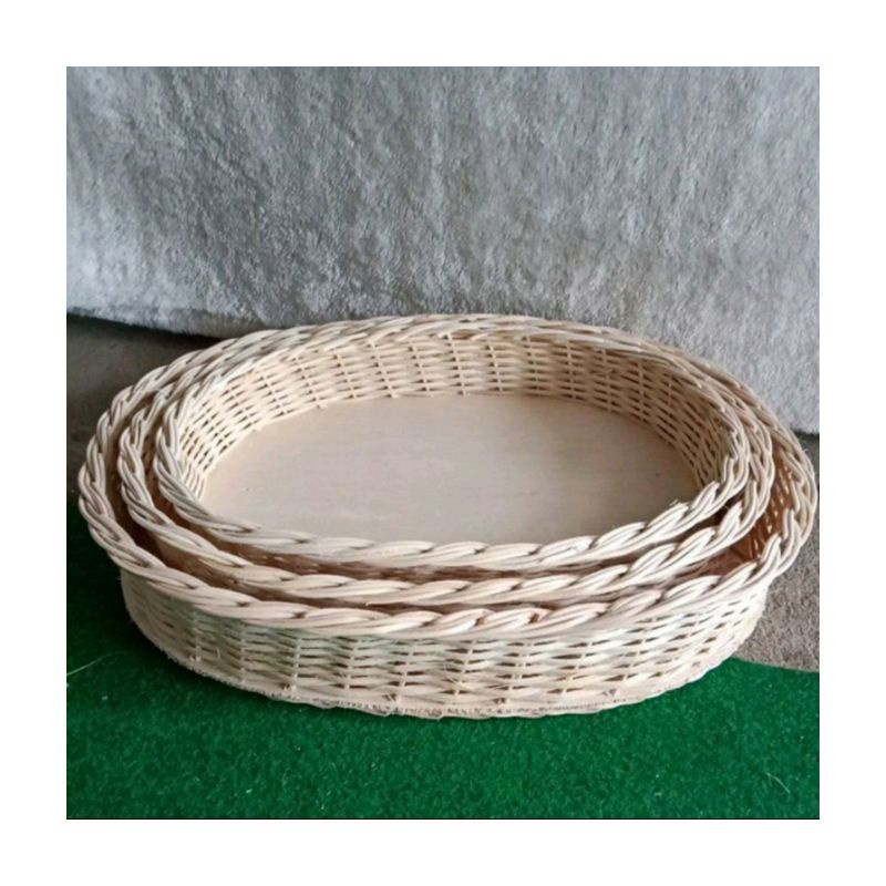 Jual KERANJANG PARCEL ROTAN HALUS 1 SET ISI 3 NATURAL/KERANJANG BUAH ...