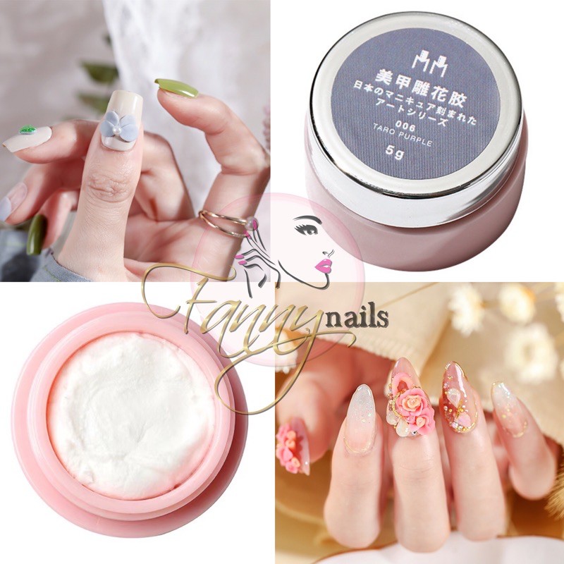 Jual 4D carved 3D WEDDING NAILS PVC gel nail art / carving gel white ...