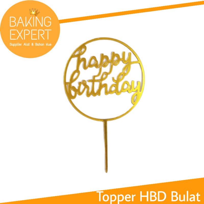 Jual Topper Happy Birthday Acrylic Gold tulisan tusuk kue cake akrilik ...