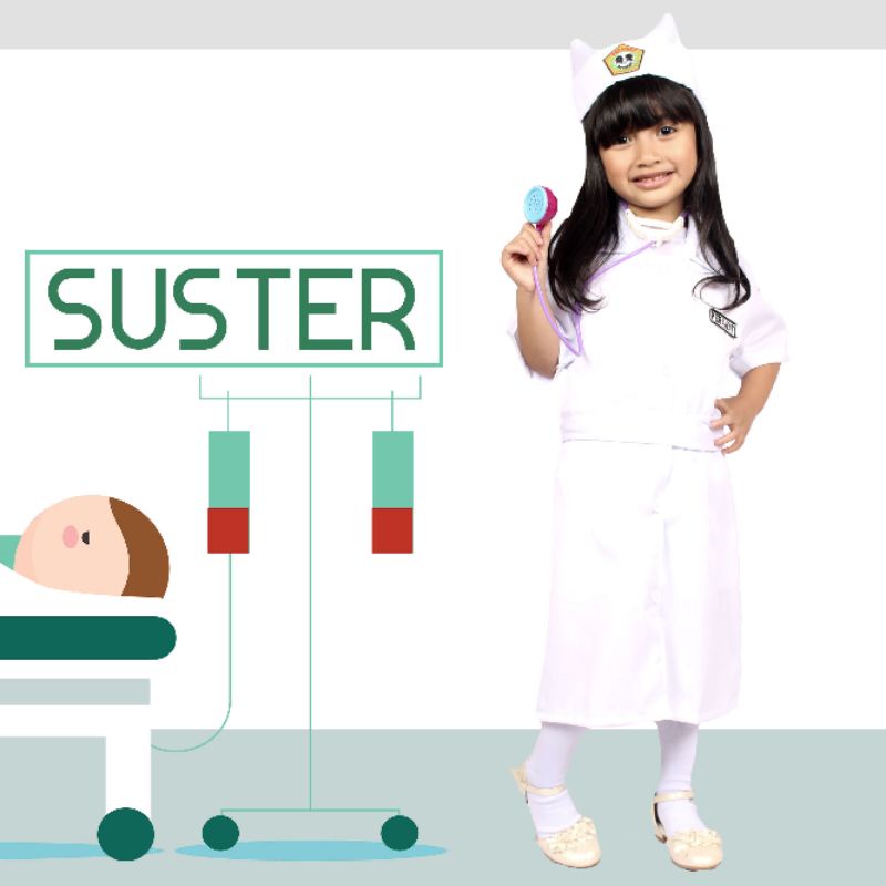 Jual BAJU PROFESI ANAK TK KOSTUM SUSTER MEREK KIJANG | Shopee Indonesia