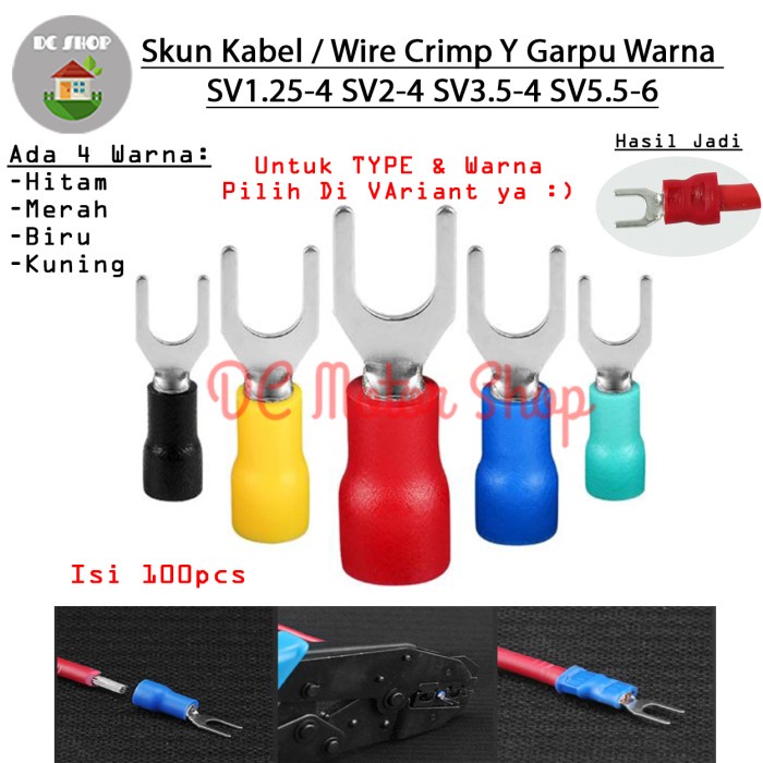 Jual Terminal Kabel Cable Skun Sekun Y Garpu SV1.25-4 SV2-4 SV3.5-4 SV5.5-6 | Shopee Indonesia