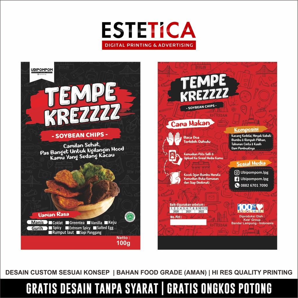 Jual Cetak sticker keripik tempe, cetak sticker keripik, cetak sticker ...