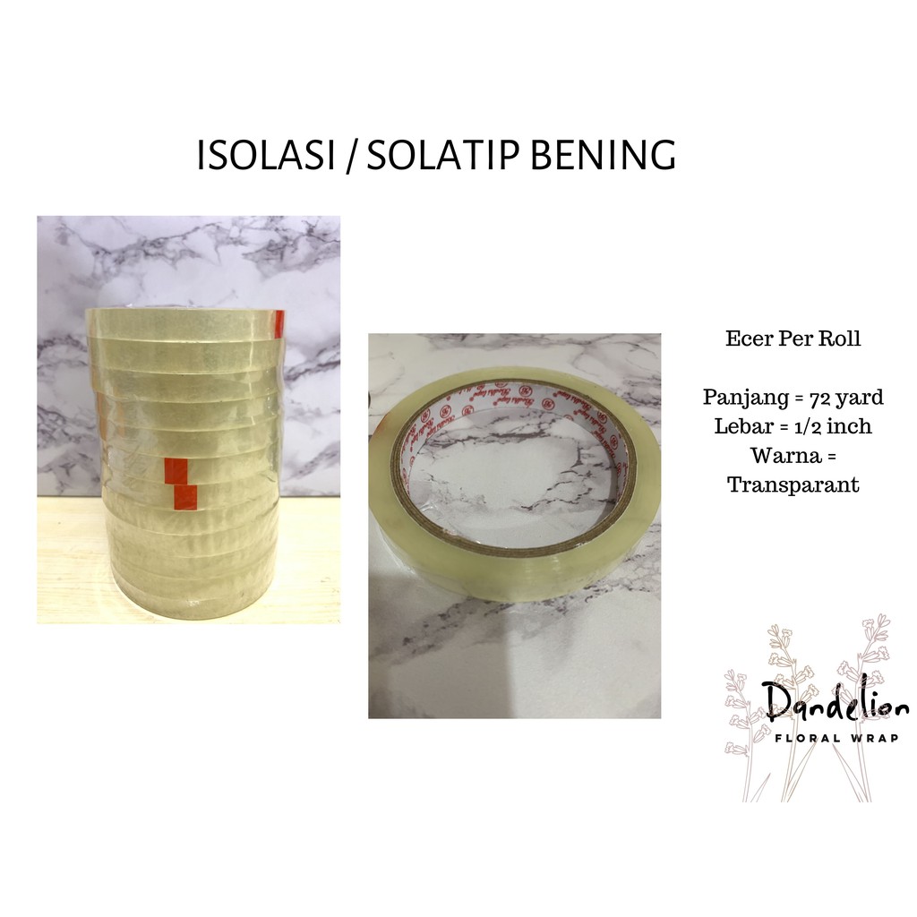 Jual ISOLASI / SOLATIP BENING 1/2 INCH PANJANG 72 YARD PER ROLL TAHAN ...