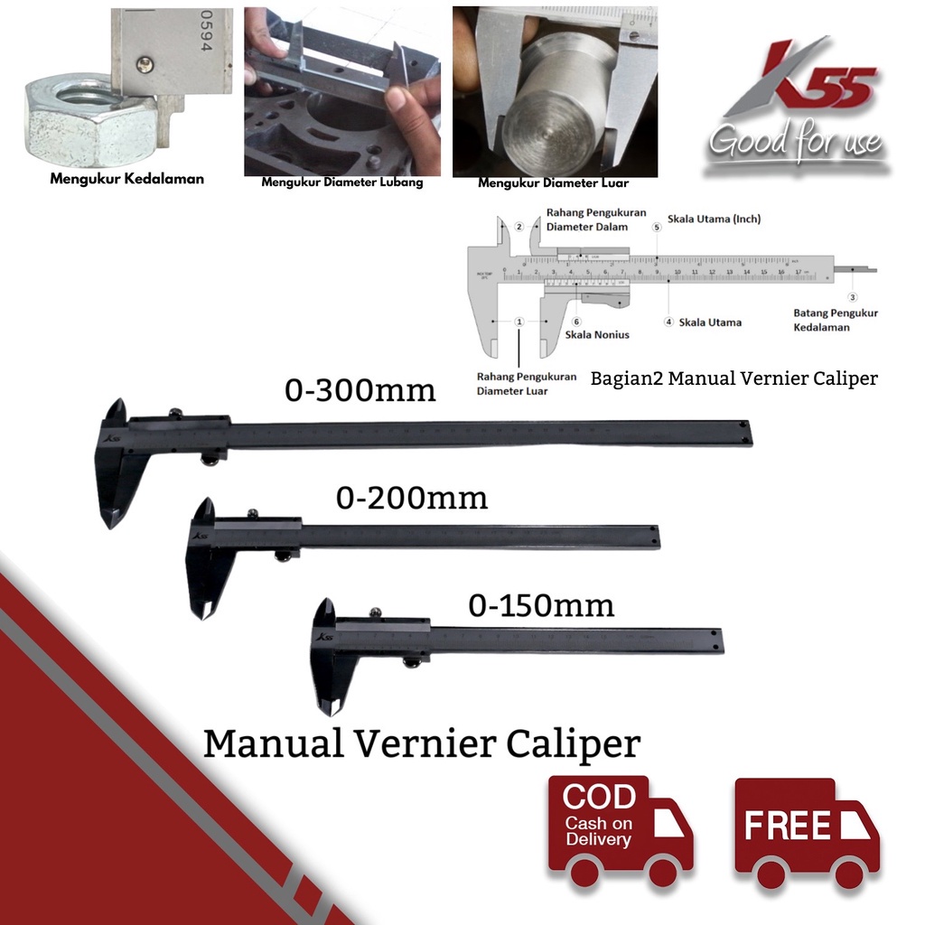 Jual K55 Jangka Sorong - Vernier Caliper - Sigmat Manual | Shopee Indonesia