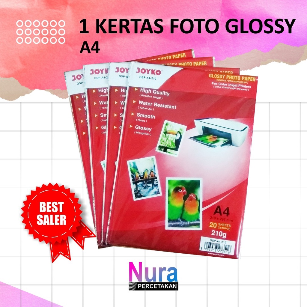 Jual Kertas Foto Glossy 230 gsm A4 isi 20 / Photo Paper Tebal SINGLE ...