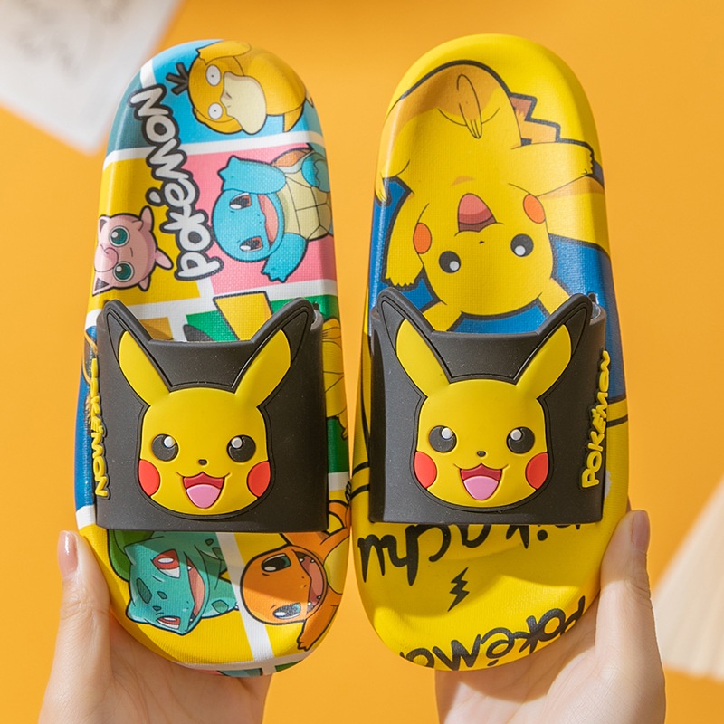 Jual Pokemon Pikachu Anak Sandal Anak Laki-laki Perempuan Indoor Non-Slip Lembut Bawah Sandal ...