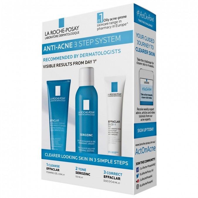 Jual LA ROCHE-POSAY ANTI-ACNE 3 STEP SYSTEM 3 PACK (FULL SIZE) | Shopee ...