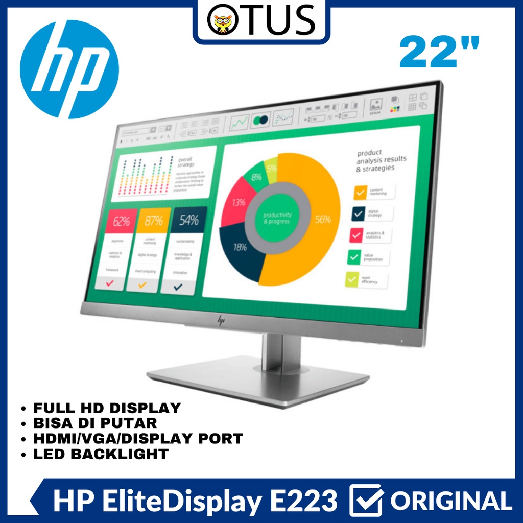 Jual HP EliteDisplay E223 22-inch LED Monitor | Shopee Indonesia