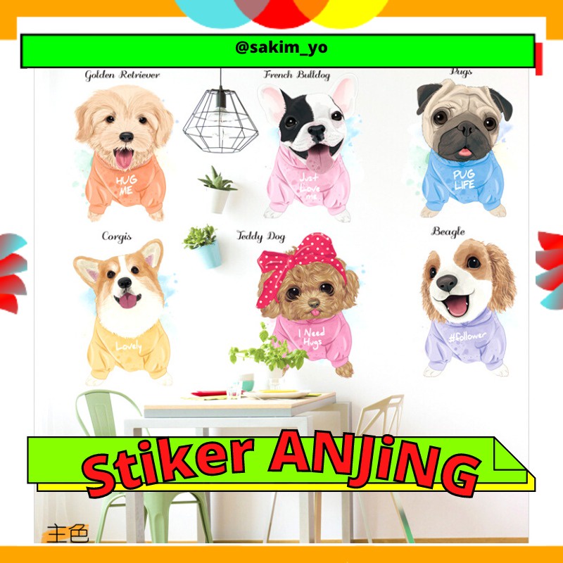 Jual SKM WALLSTICKER WALL STIKER SETIKER STICKER DINDING HEWAN ANJING ...