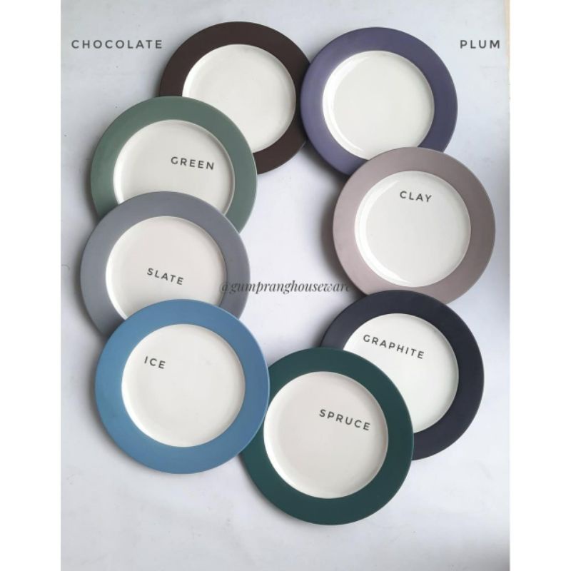 Jual Piring makan keramik 27 cm - round rim dinner plate colorful ...