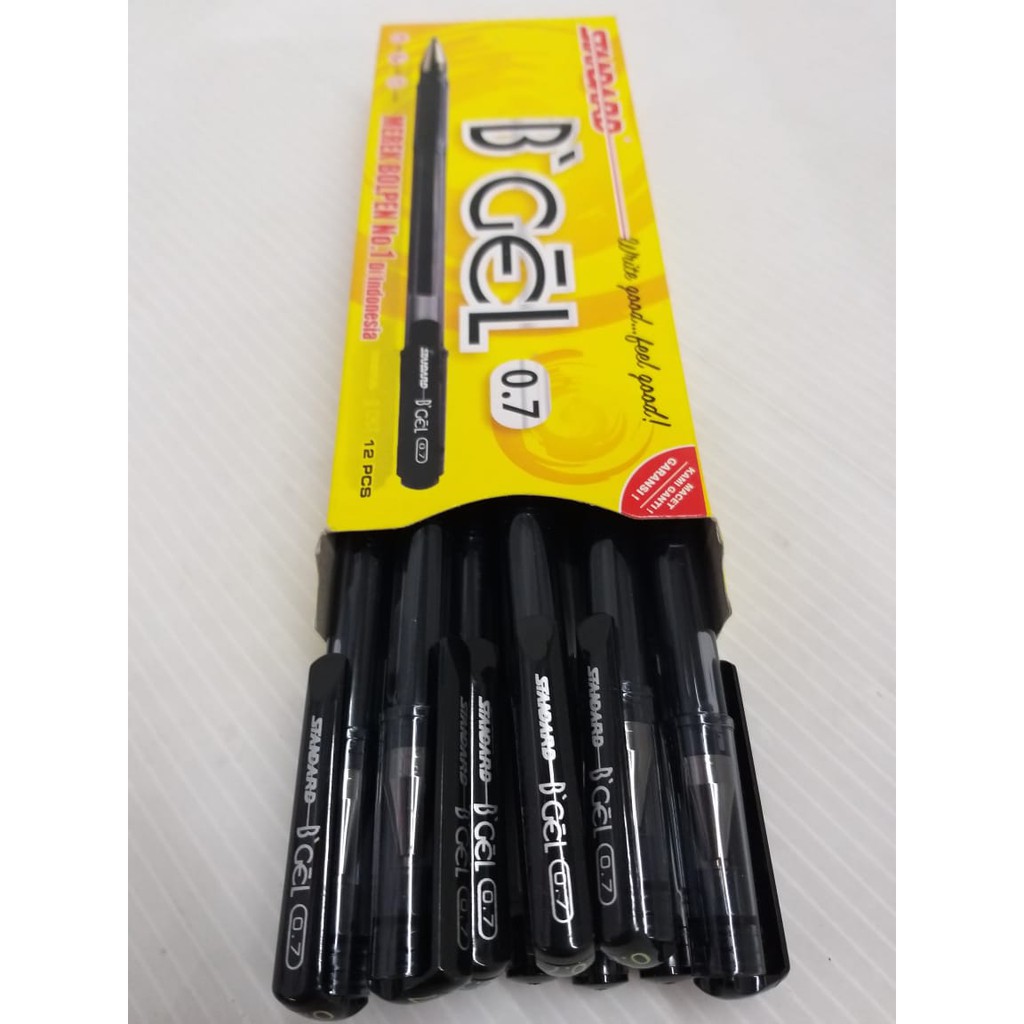 Jual Pulpen Bolpen Bolpoint Standard BGel 0.7 Hitam 1 pack | Shopee ...