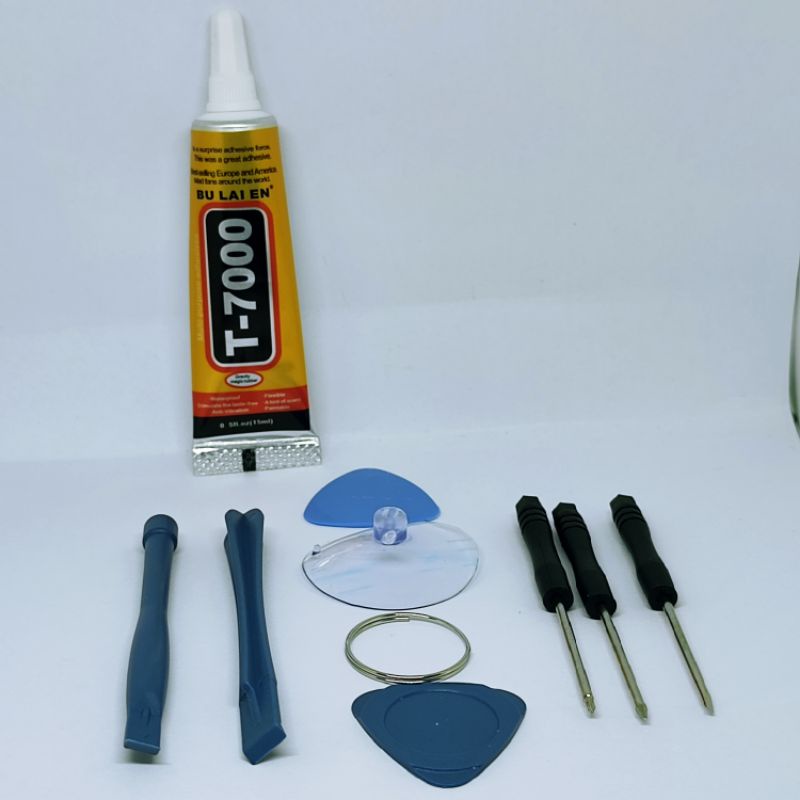 Jual obeng set tools 8in 1 + lem b7000 3ml + t7000 15ml alat servis hp bonhkar hp handpone bisa ...