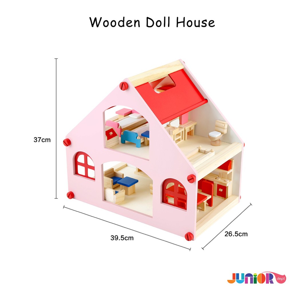 Jual Wooden Doll House / Mainan Kayu / Rumah-rumahan / Mainan Anak ...