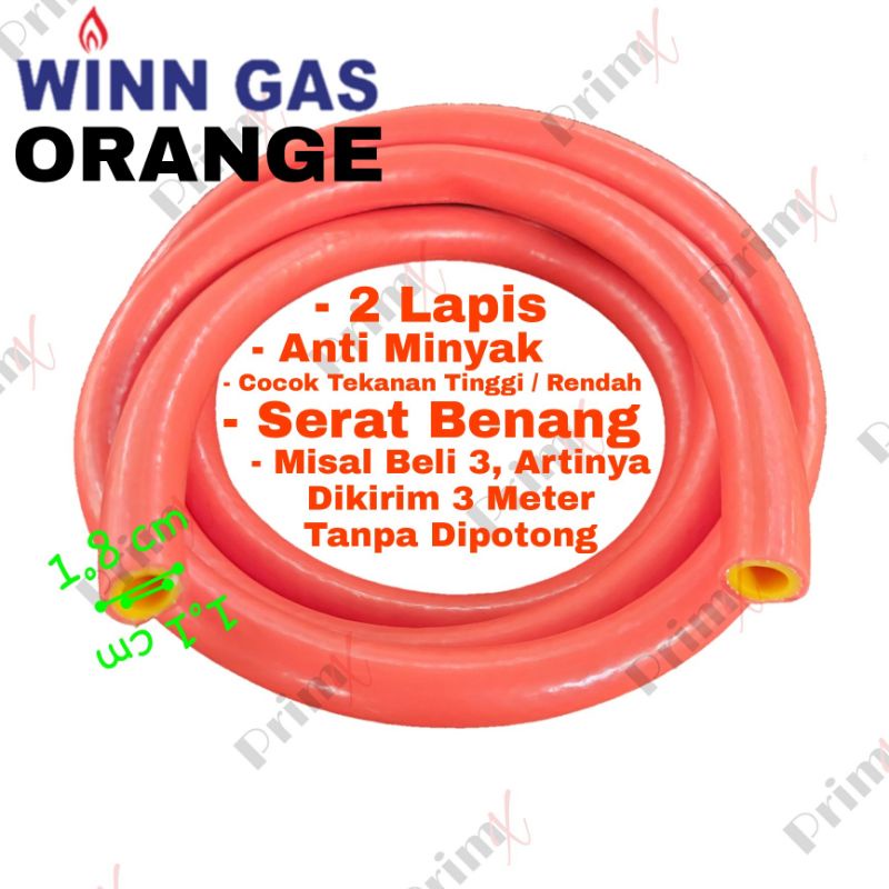 Jual Selang METERAN Fleksible Kompor Gas Orange Hitam Winn Gas Anti Minyak Solid Benang Baja ...