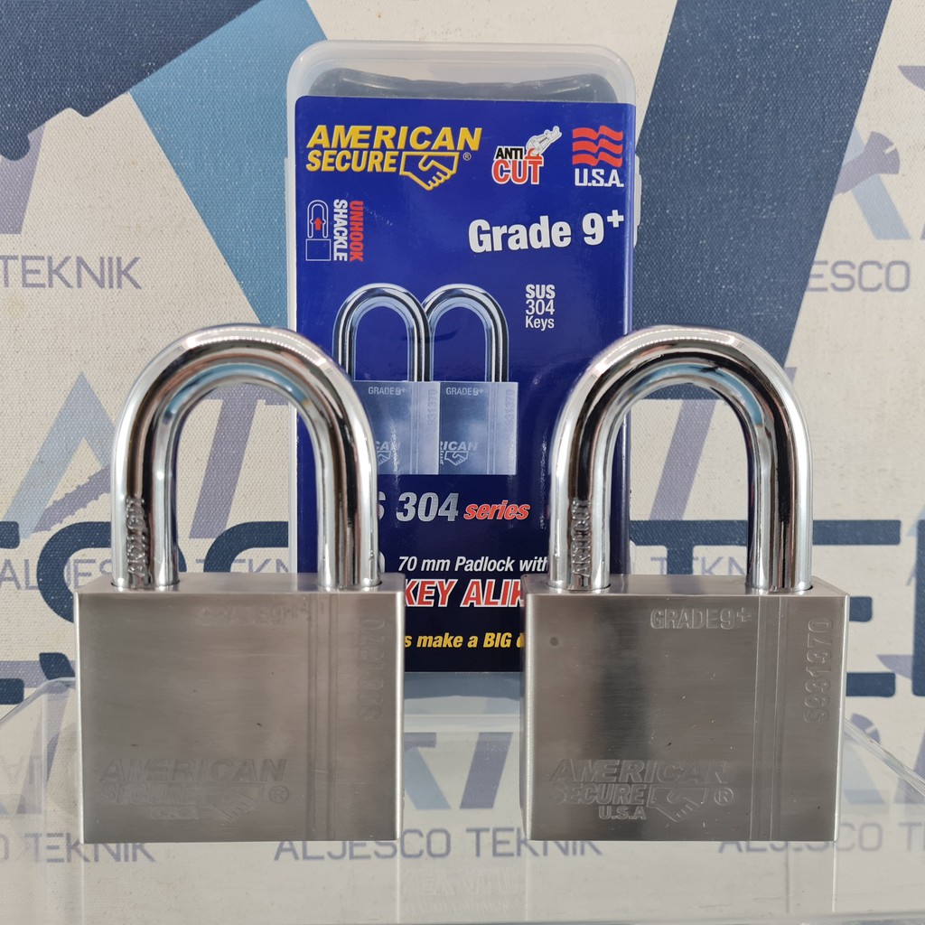 Jual AMERICAN SECURE GEMBOK 70MM KEMBAR ISI 2 STAINLESS STEEL SUS304 ...