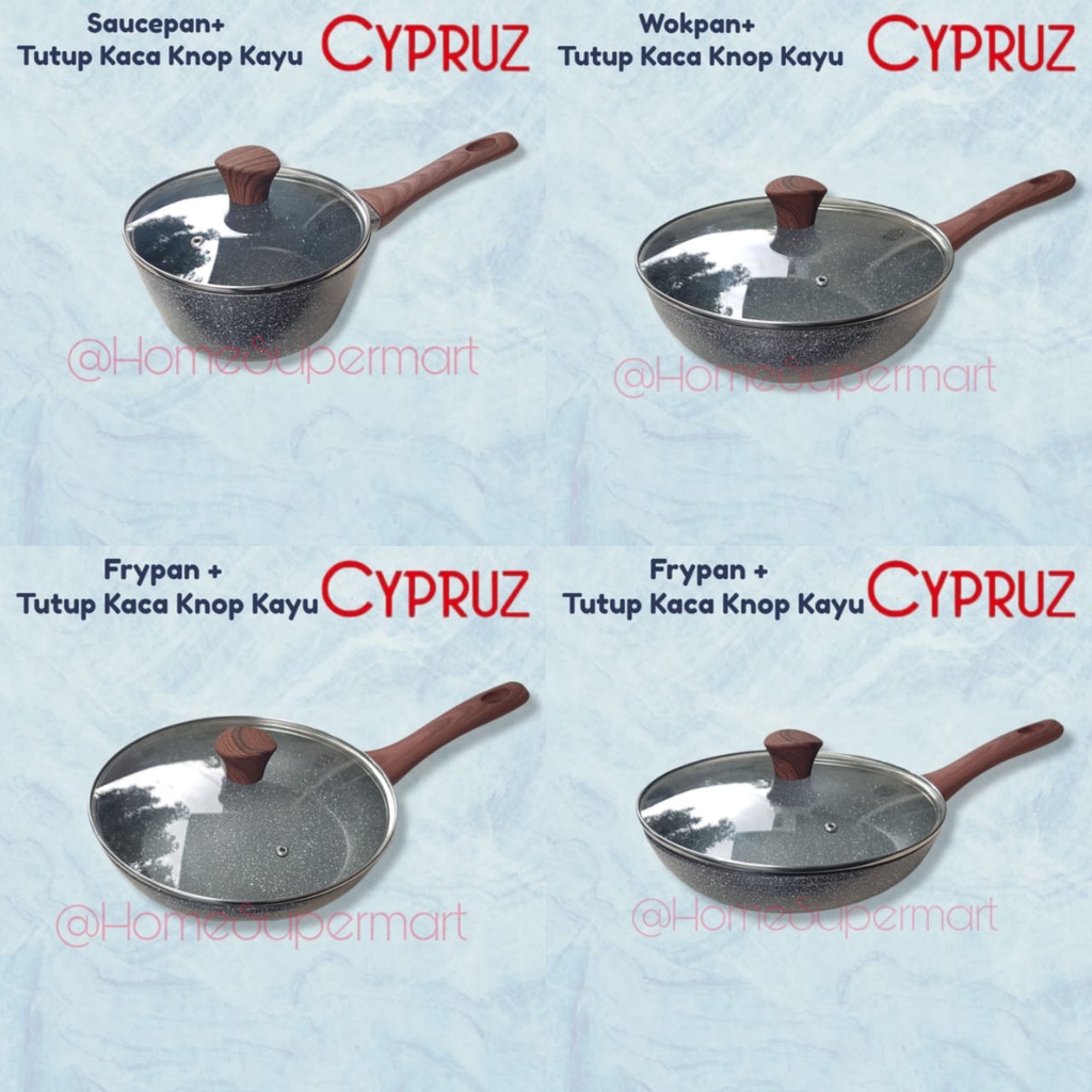 Jual Cypruz Fry Pan Marble Sauce Pan Fry wok panci kuali Marble Teflon Wajan Penggorengan ...