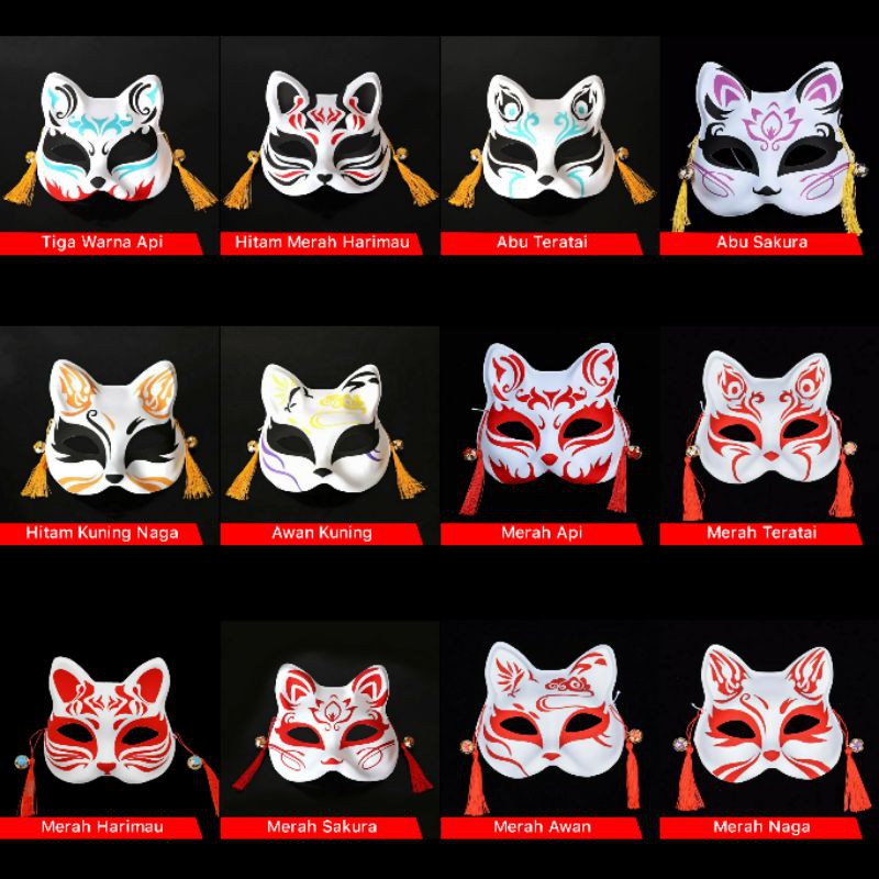 Jual Topeng Anbu Kucing Setengah Wajah Japanese Ninja Kucing Demon ...