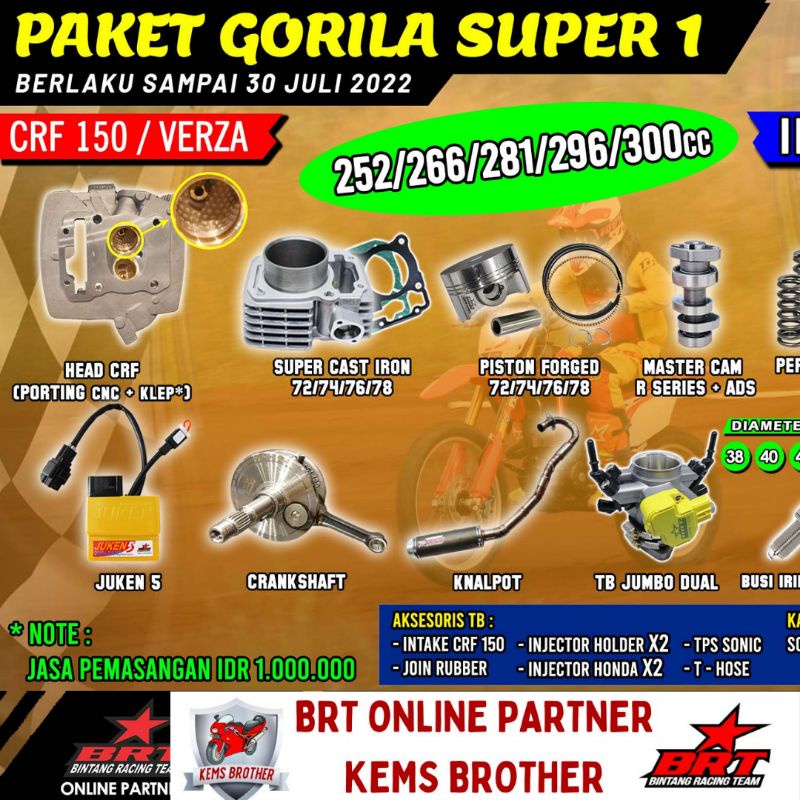 Jual PAKET BRT CRF TRABAS GORILA SUPER 1 | Shopee Indonesia