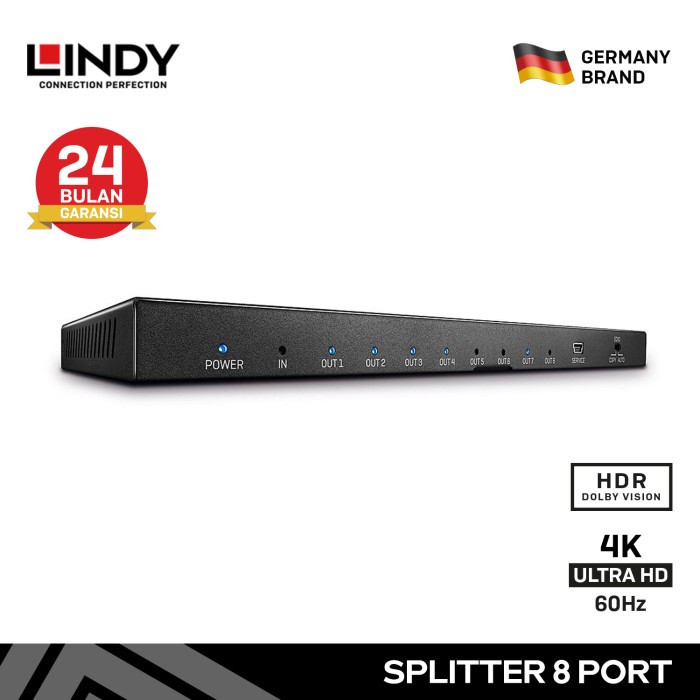 Jual LINDY Hdmi Splitter 8 Port 1 In 8 Out Splitter Hdmi 18G with Audio ...