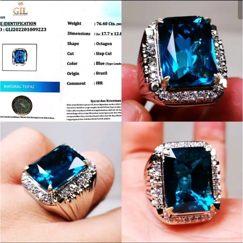 Jual (COD) Batu Cincin London Blue Topaz Include Memo | Shopee Indonesia