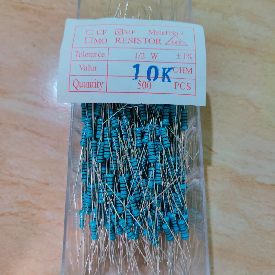 Jual Resistor 10K ohm 0.5 W 1/2 W per 10pcs | Shopee Indonesia