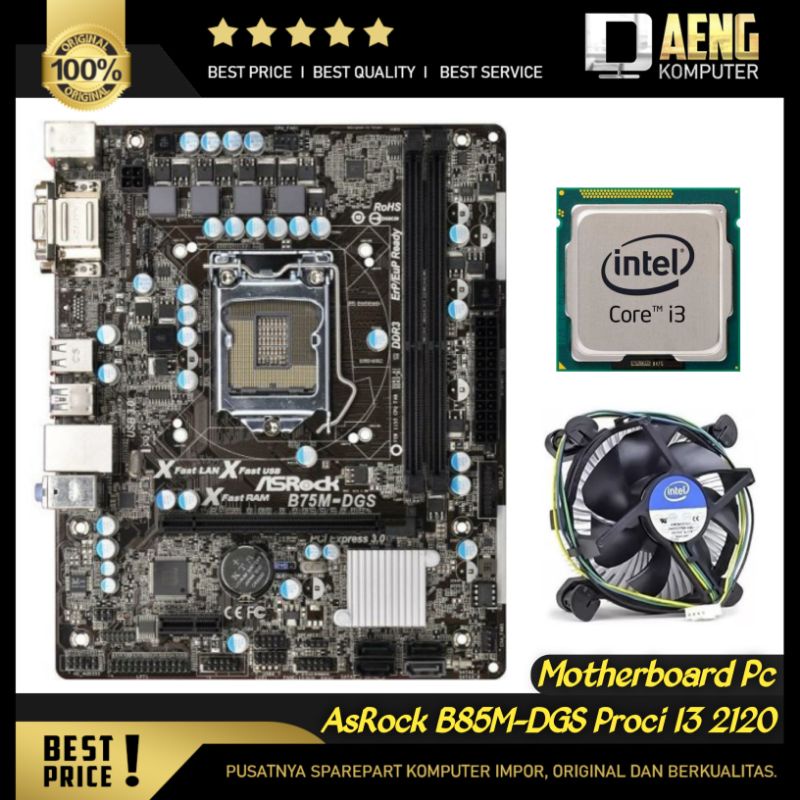 Jual Motherboard Mainboard Mobo ASRock B75M-DGS Paket Prosesor Intel Core i3 2120 3.30 GHz ...