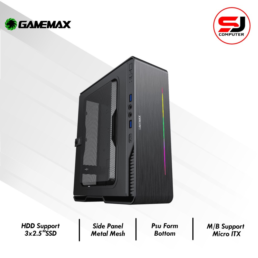 Jual Gamemax Violin Black Ultra Slim - RGB Strip Mini-ITX Gaming Case | Shopee Indonesia