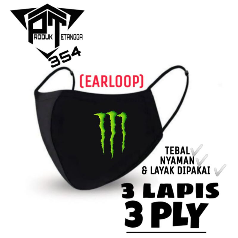 Jual MASKER MONSTER BIG LOGO - MASKER KAIN 3 LAPIS - SCUBA EARLOOP ...