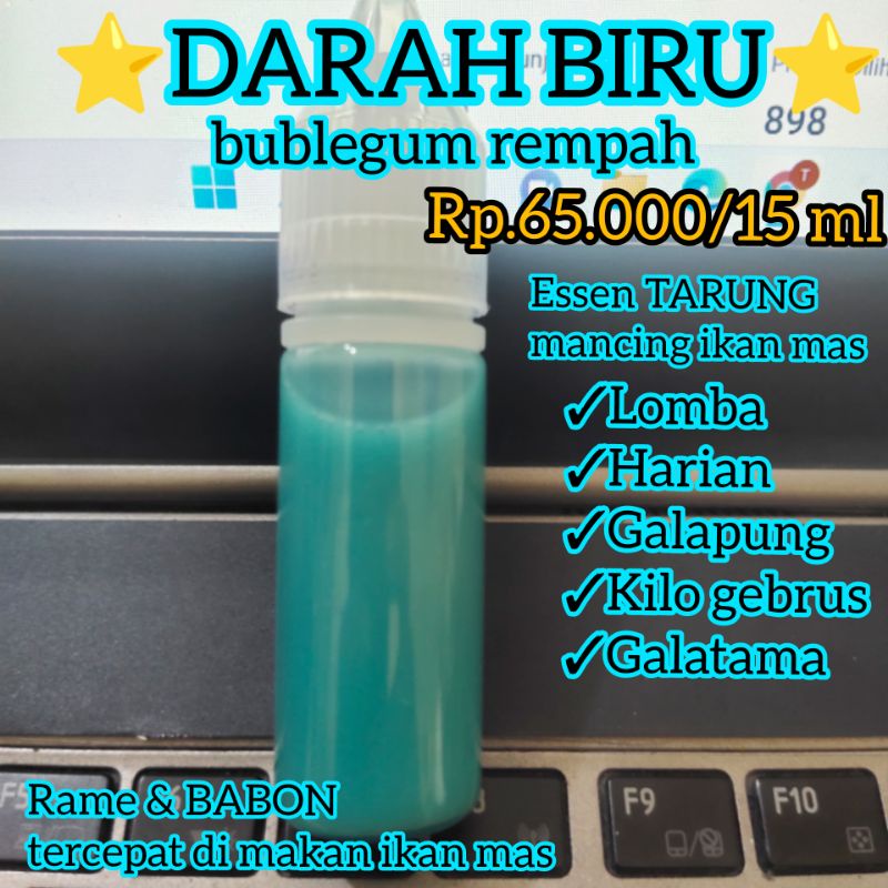 Jual ⭐⭐⭐⭐⭐Essen ikan mas DARAH BIRU 15 ml ( buble gum rempah ) /Essen ...